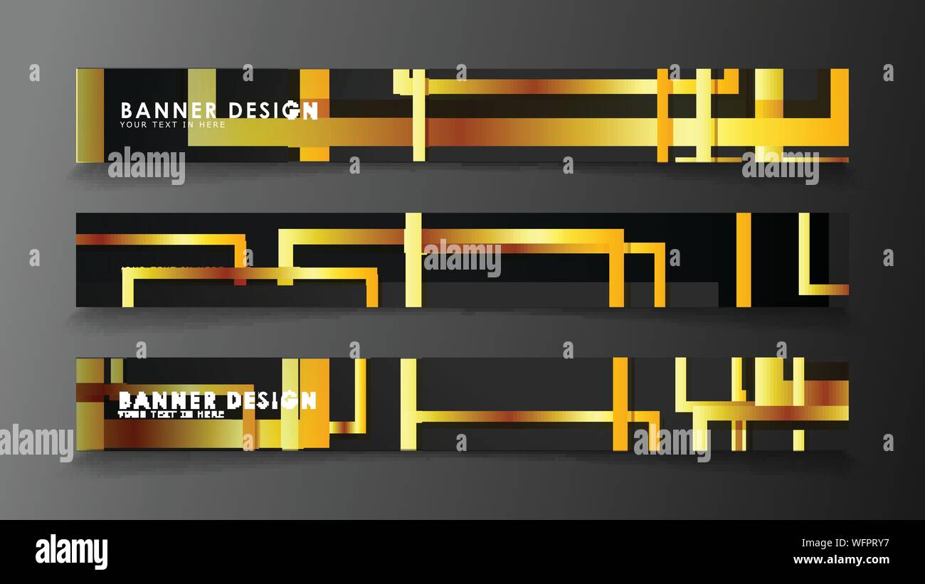 Set a banner with a rectangular background in gold and dark . vector ...