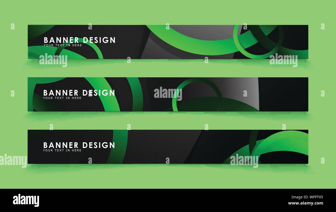 Set rectangular vector banners with background of dark green circles ...