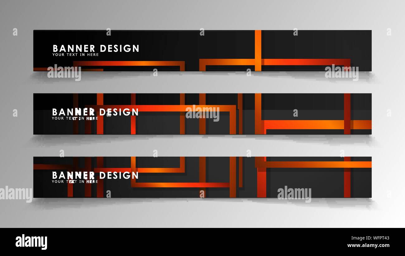 Abstract geometric and rectangular pattern banners with orange ...