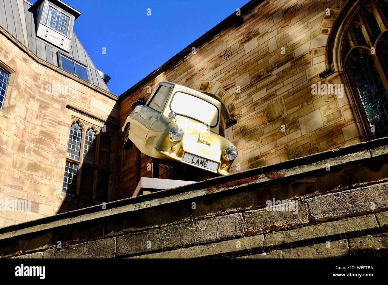 United Kingdom, Liverpool, Saint Nicholas church, Gold Lamé sculpture ...