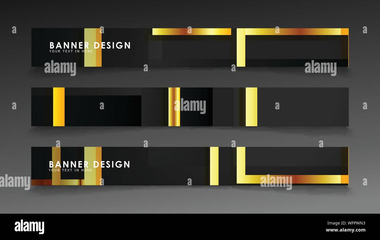 Set a banner with a rectangular background in gold and dark . vector ...