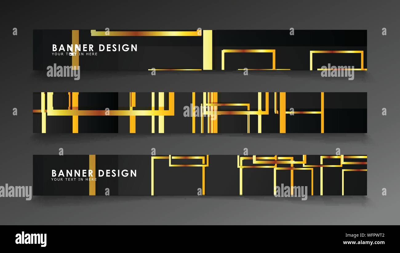 Set a banner with a rectangular background in gold and dark . vector ...