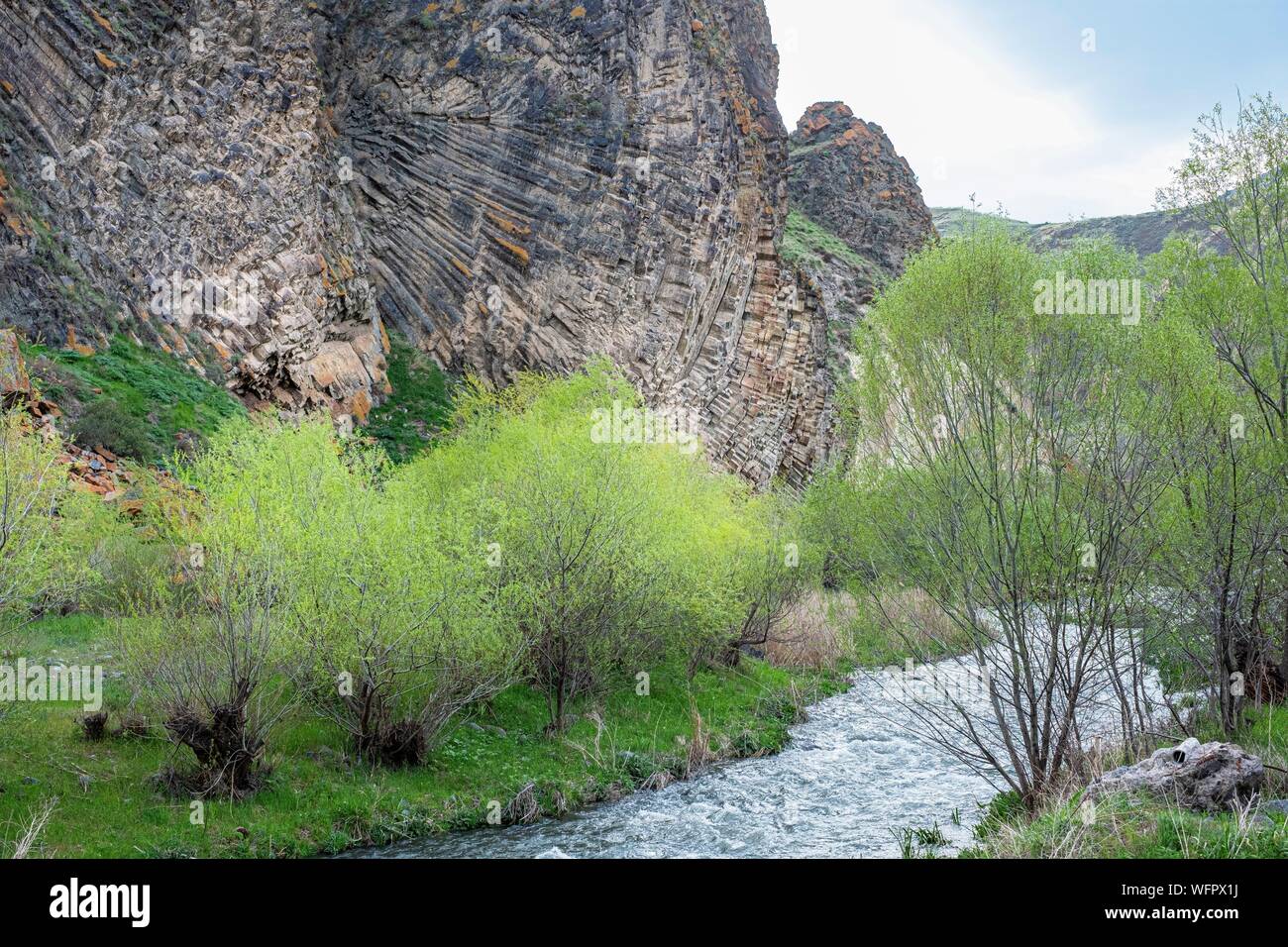 Armenia, Syunik region, Vorotan, basalt column formations Stock Photo ...