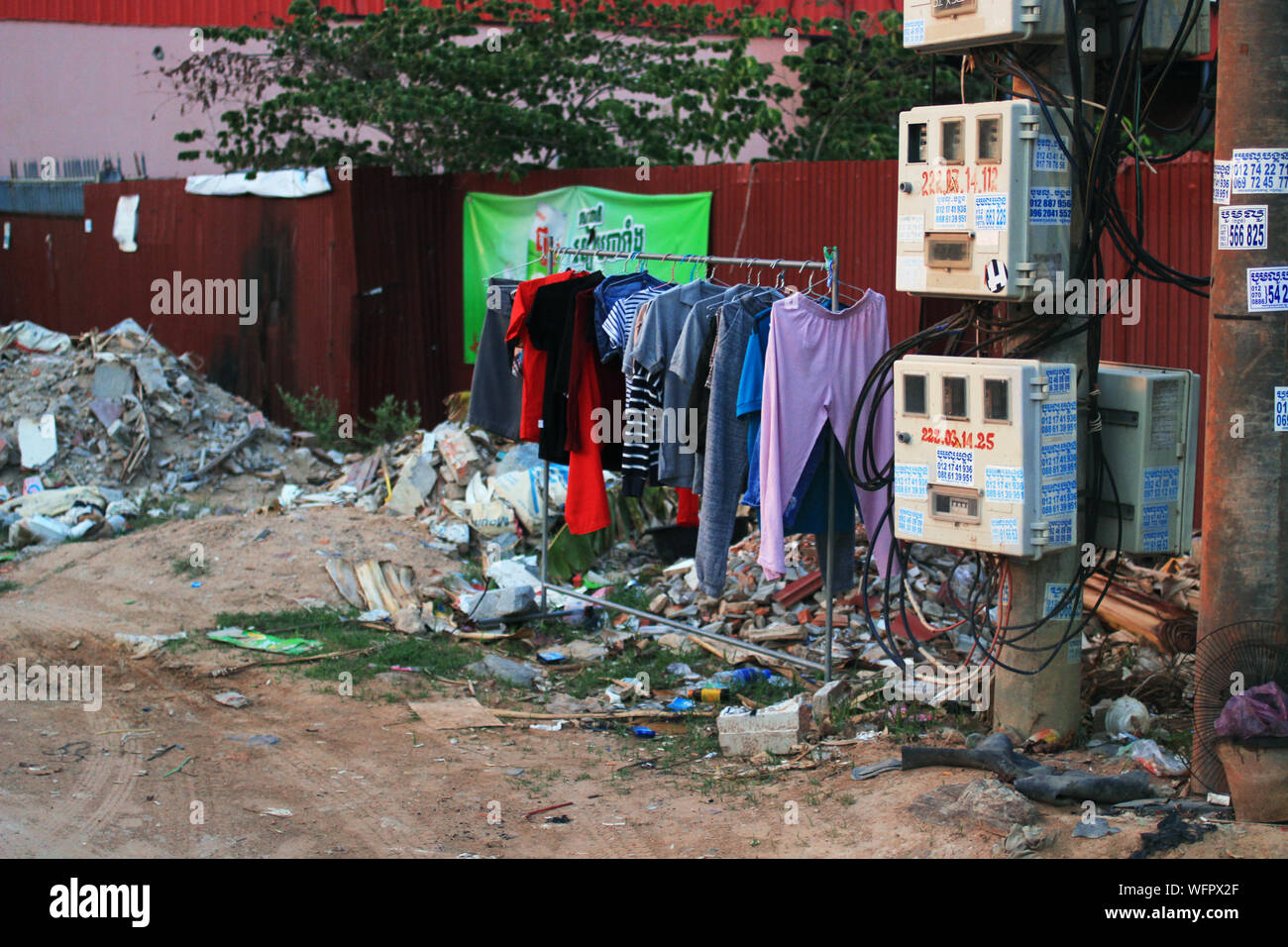 plastic waste on the side of the road in southeast asia. pollution ...