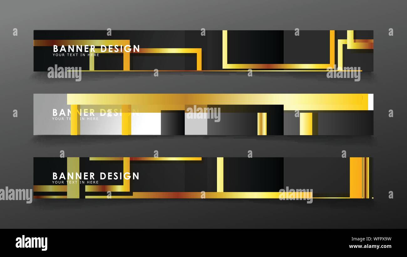 Set a banner with a rectangular background in gold and dark . vector ...