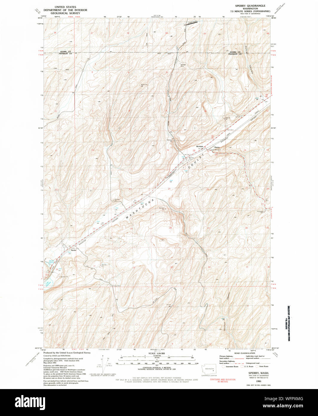 USGS Topo Map Washington State WA Sperry 243895 1981 24000 Restoration ...