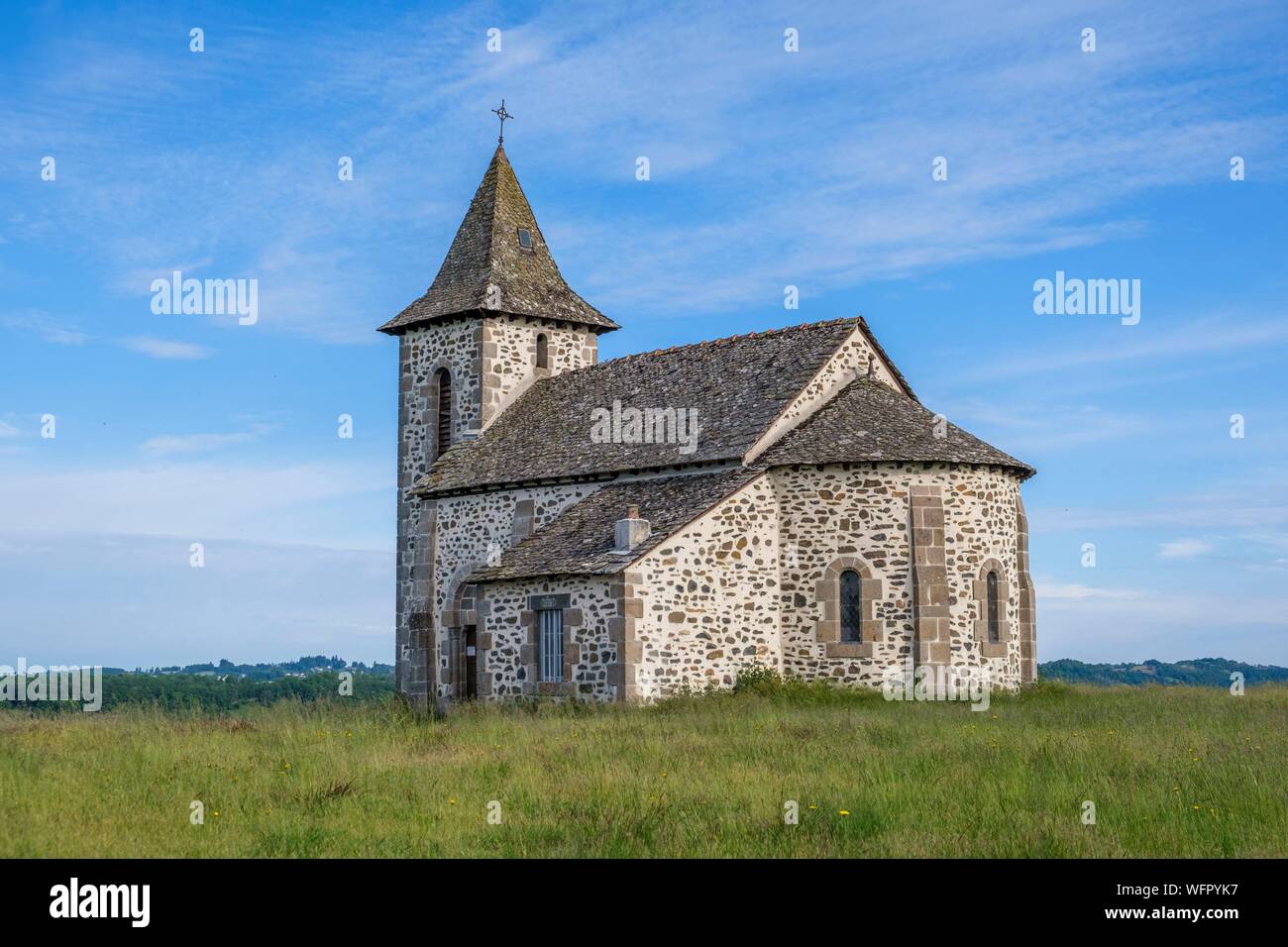 France, Cantal, Le Cros de Ronesque, Saint Jacques church built on ...