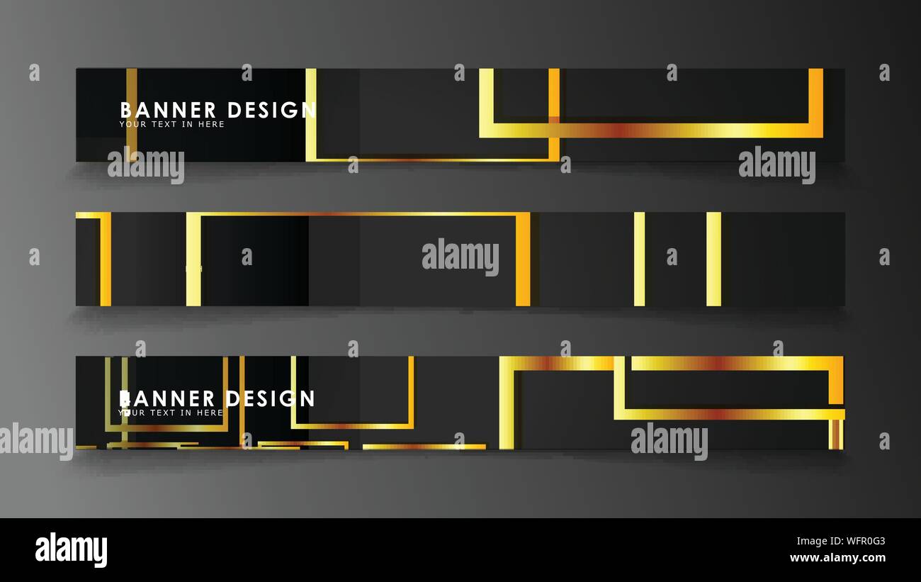 Set a banner with a rectangular background in gold and dark . vector ...