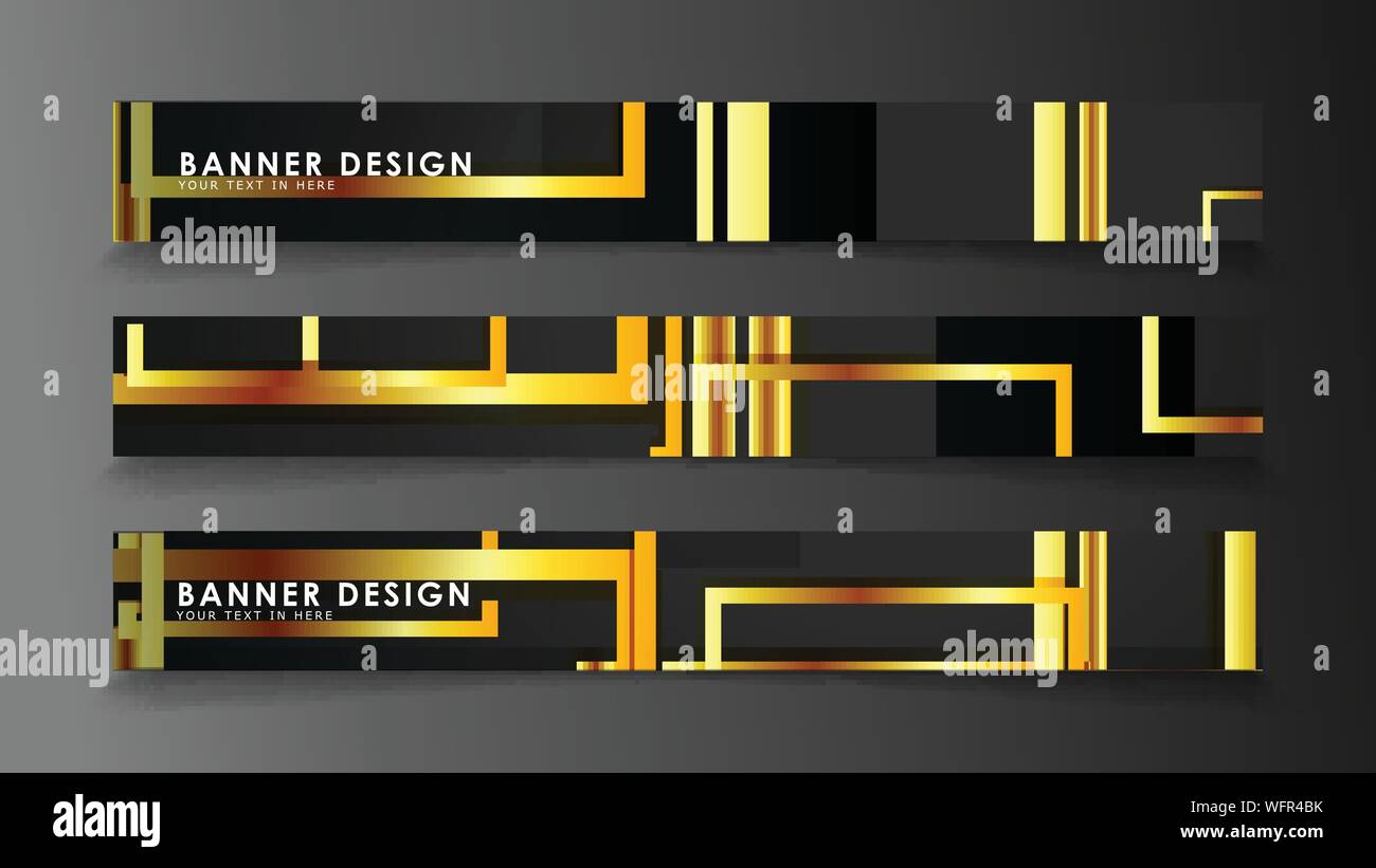 Set a banner with a rectangular background in gold and dark . vector ...