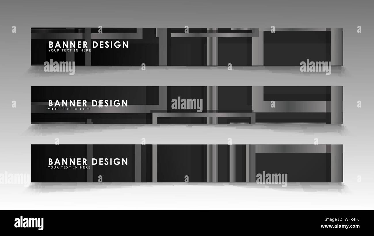 Banners of abstract geometric and rectangular patterns with black and ...