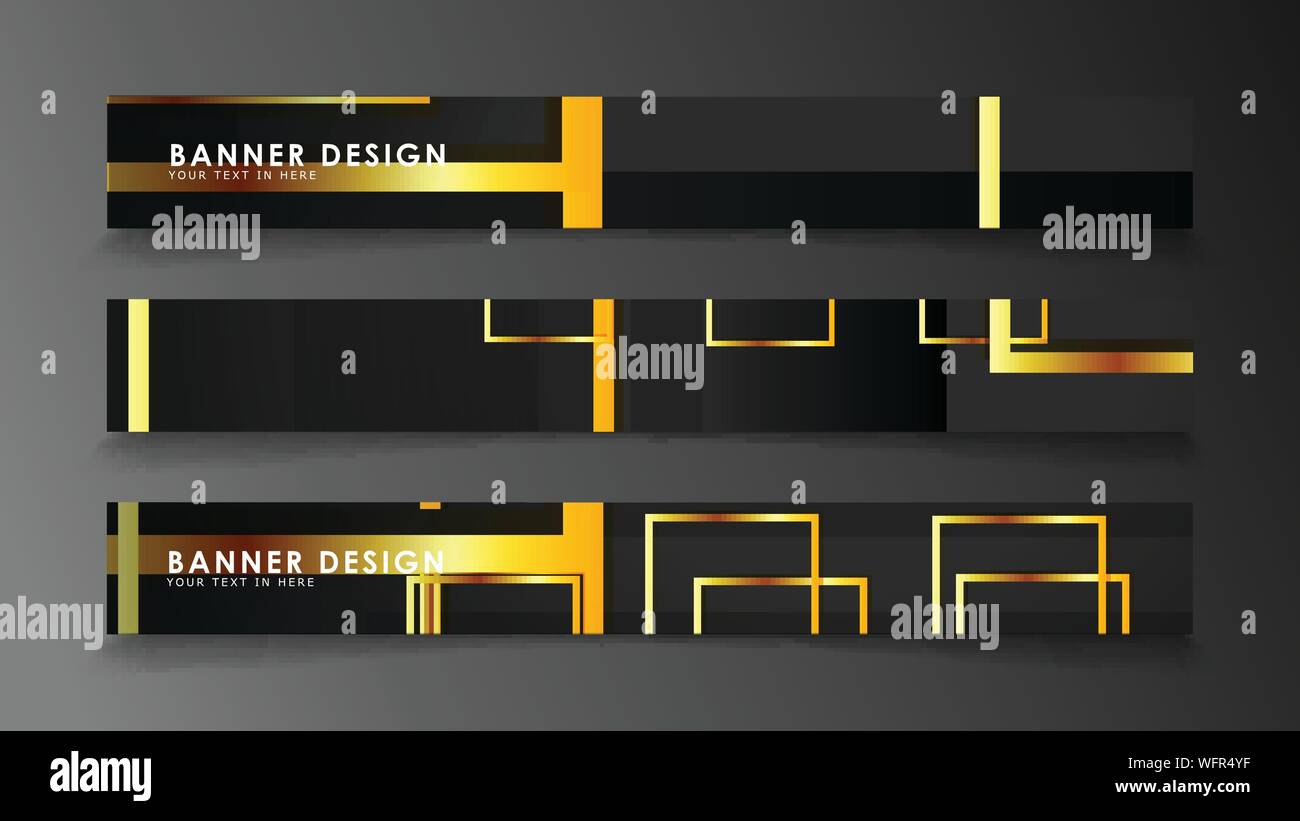 Set a banner with a rectangular background in gold and dark . vector ...