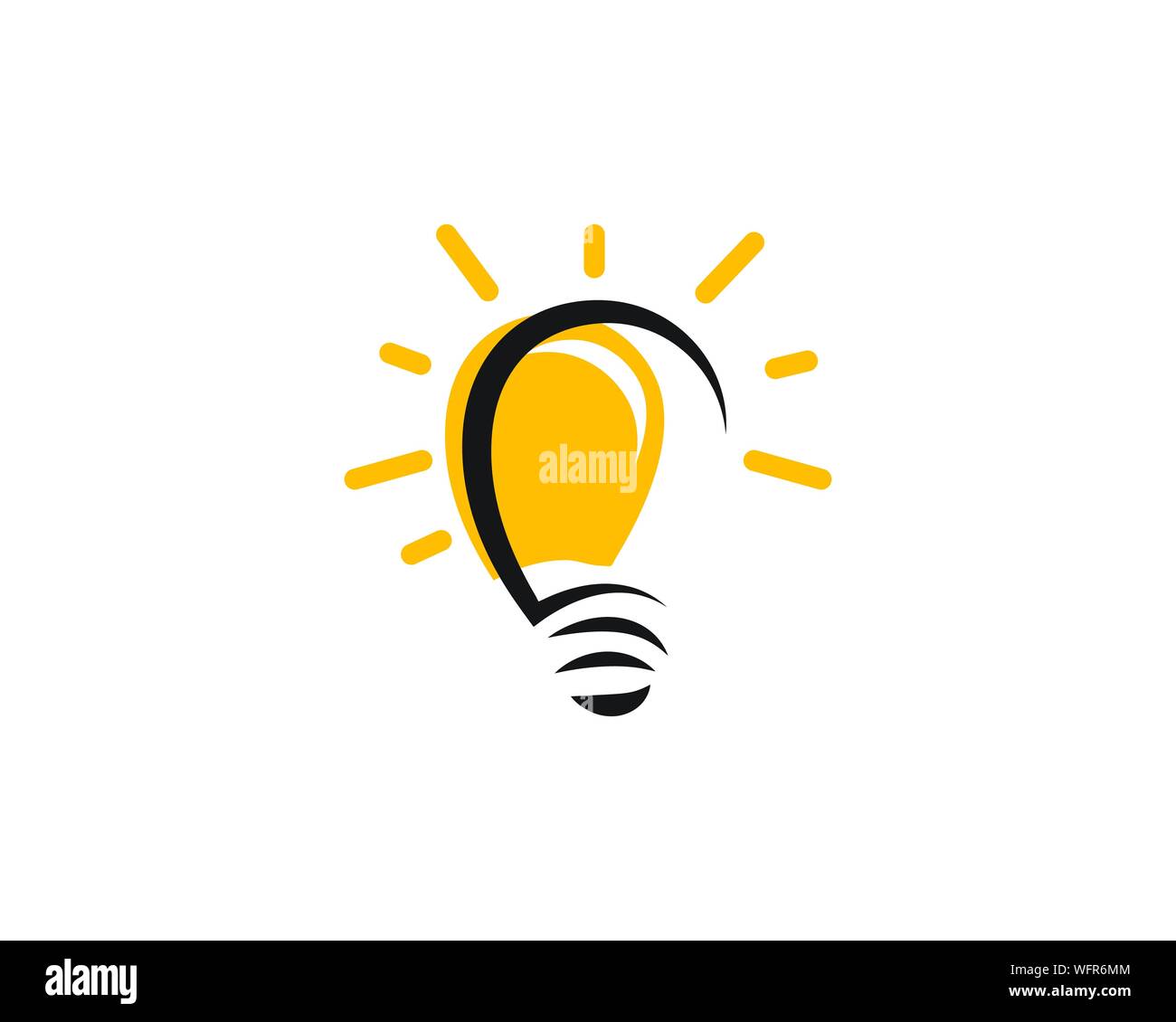 Black bulb rays flat Cut Out Stock Images & Pictures - Alamy