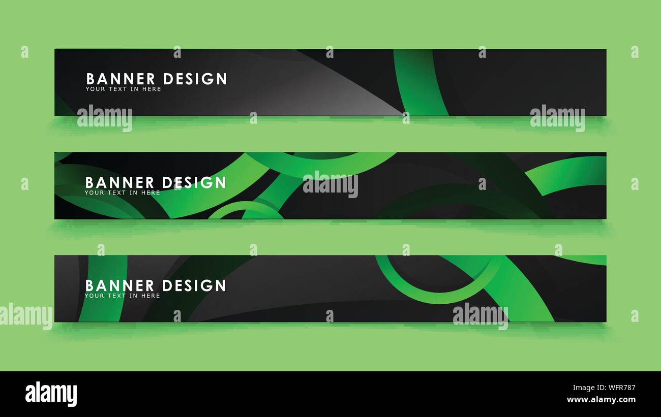 Set rectangular vector banners with background of dark green circles ...
