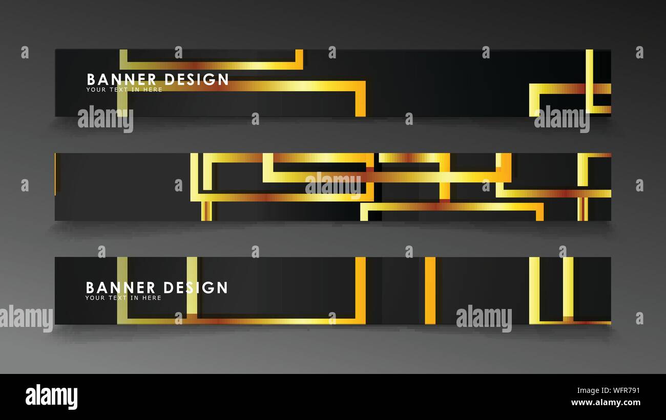 Set a banner with a rectangular background in gold and dark . vector ...
