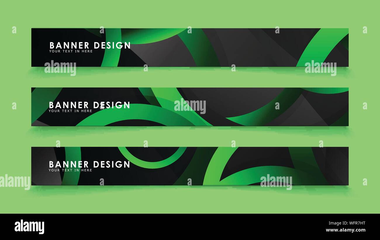 Set rectangular vector banners with background of dark green circles ...