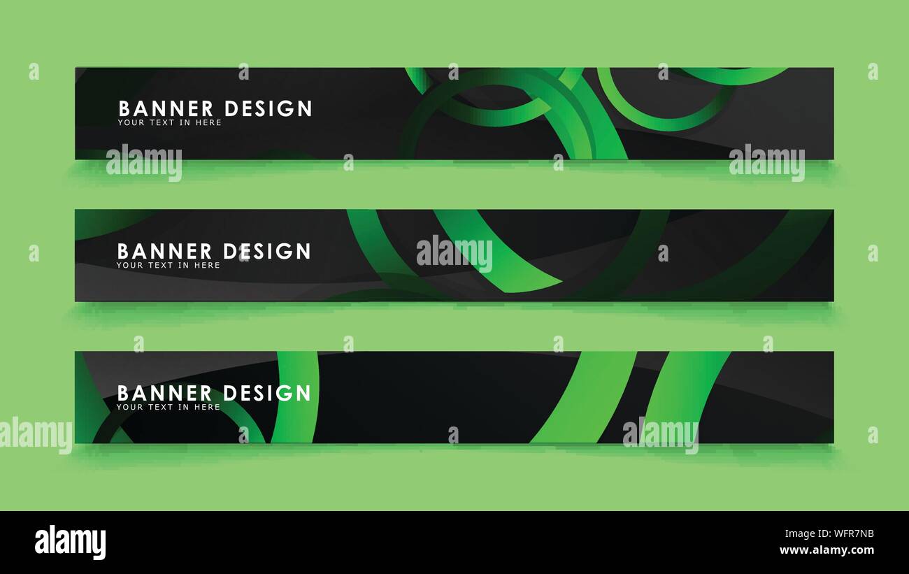Set rectangular vector banners with background of dark green circles ...