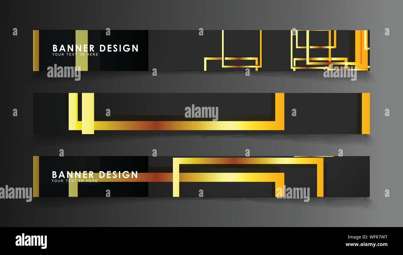 Set a banner with a rectangular background in gold and dark . vector ...