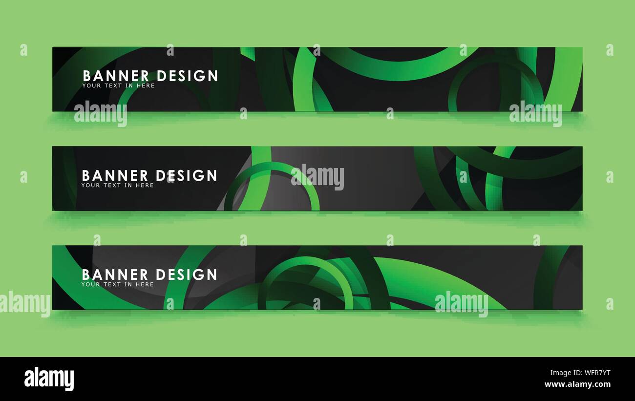 Set rectangular vector banners with background of dark green circles ...
