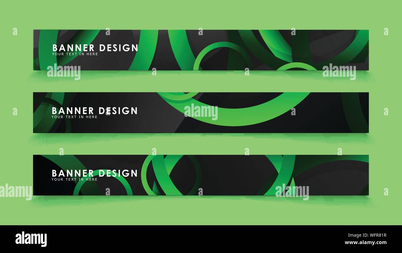 Set rectangular vector banners with background of dark green circles ...