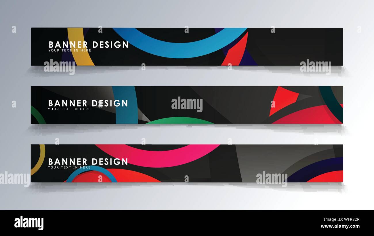 Set rectangular banner with a circle background colorful Stock Vector ...