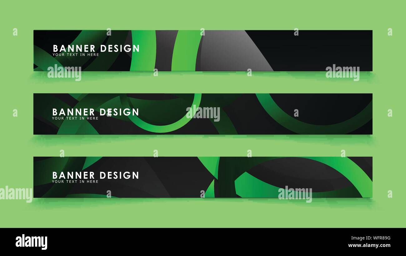 Set rectangular vector banners with background of dark green circles ...