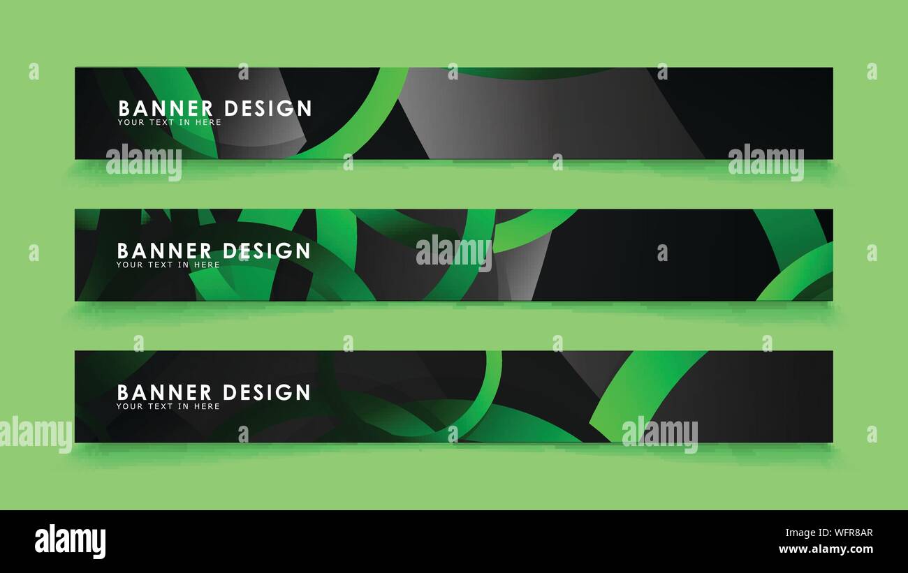 Set rectangular vector banners with background of dark green circles ...