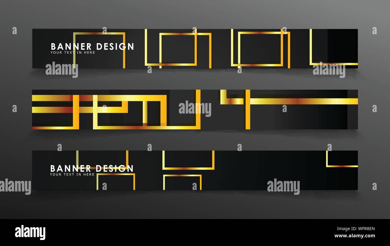 Set a banner with a rectangular background in gold and dark . vector ...