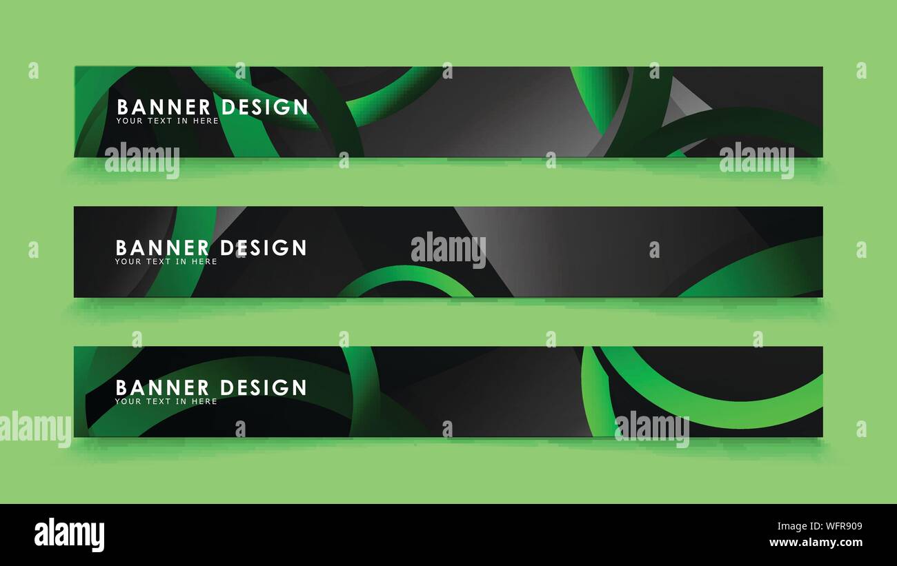 Set rectangular vector banners with background of dark green circles ...