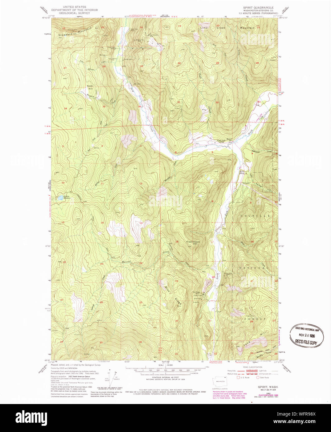 USGS Topo Map Washington State WA Spirit 243913 1952 24000 Restoration ...
