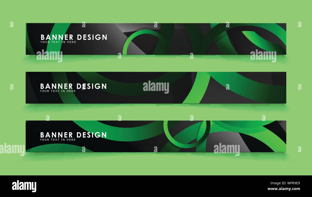 Set rectangular vector banners with background of dark green circles ...