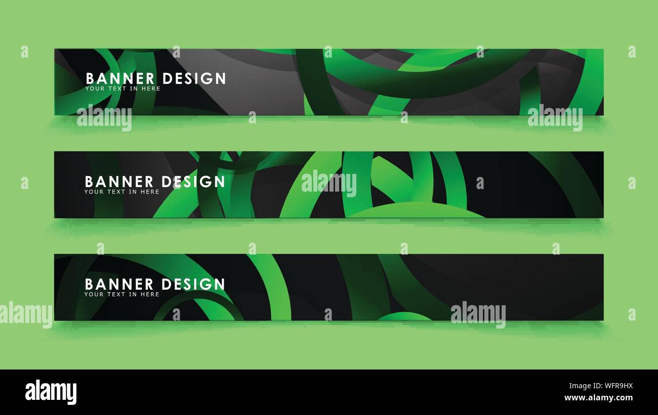 Set rectangular vector banners with background of dark green circles ...