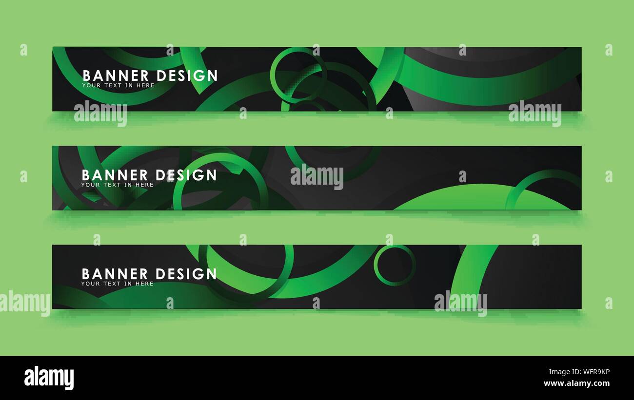 Set rectangular vector banners with background of dark green circles ...