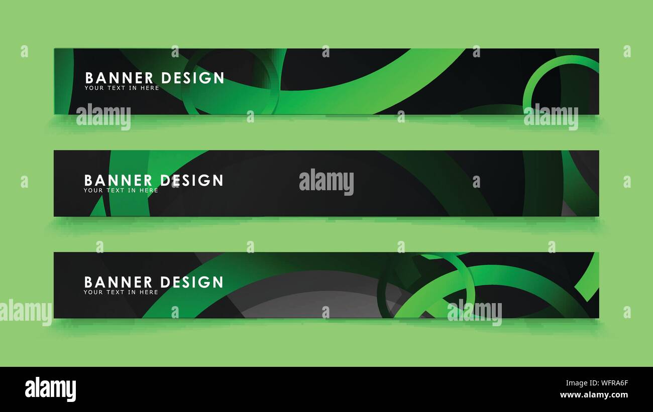 Set rectangular vector banners with background of dark green circles ...