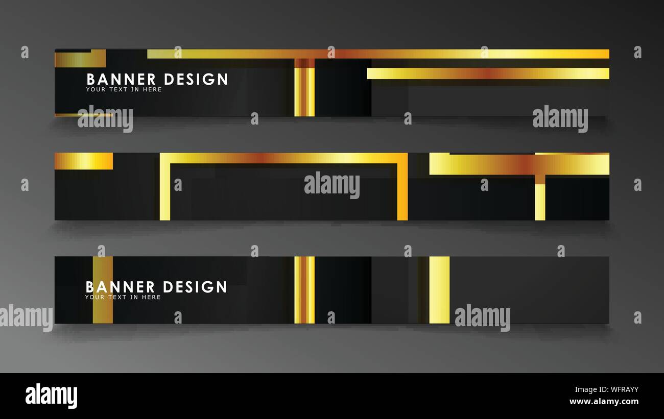Set a banner with a rectangular background in gold and dark . vector ...