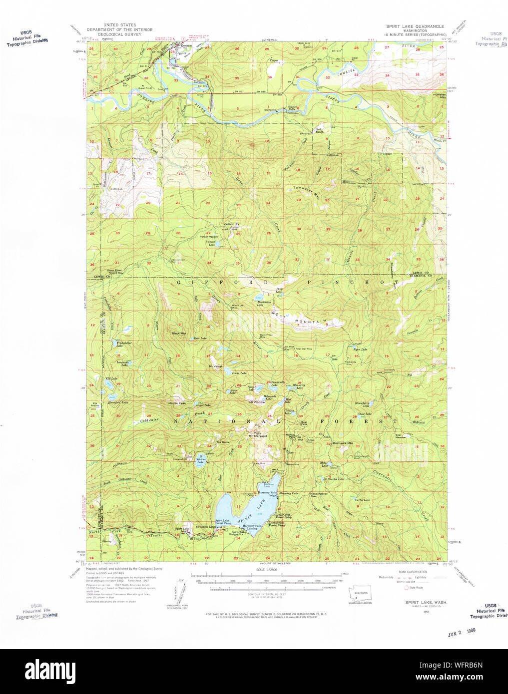 Map of spirit lake hi-res stock photography and images - Alamy