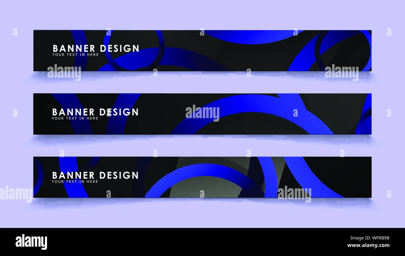 Set rectangular vector banners with background of dark blue circles ...