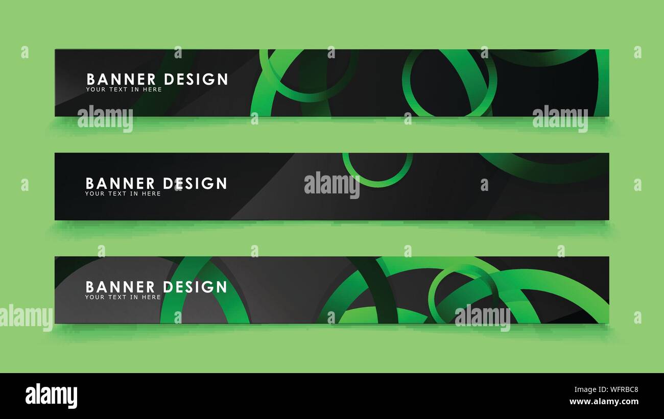 Set rectangular vector banners with background of dark green circles ...