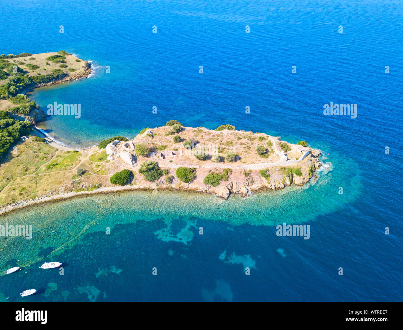 Aerial photo of the beautiful beach on Sitonia, Chalkidiki region ...