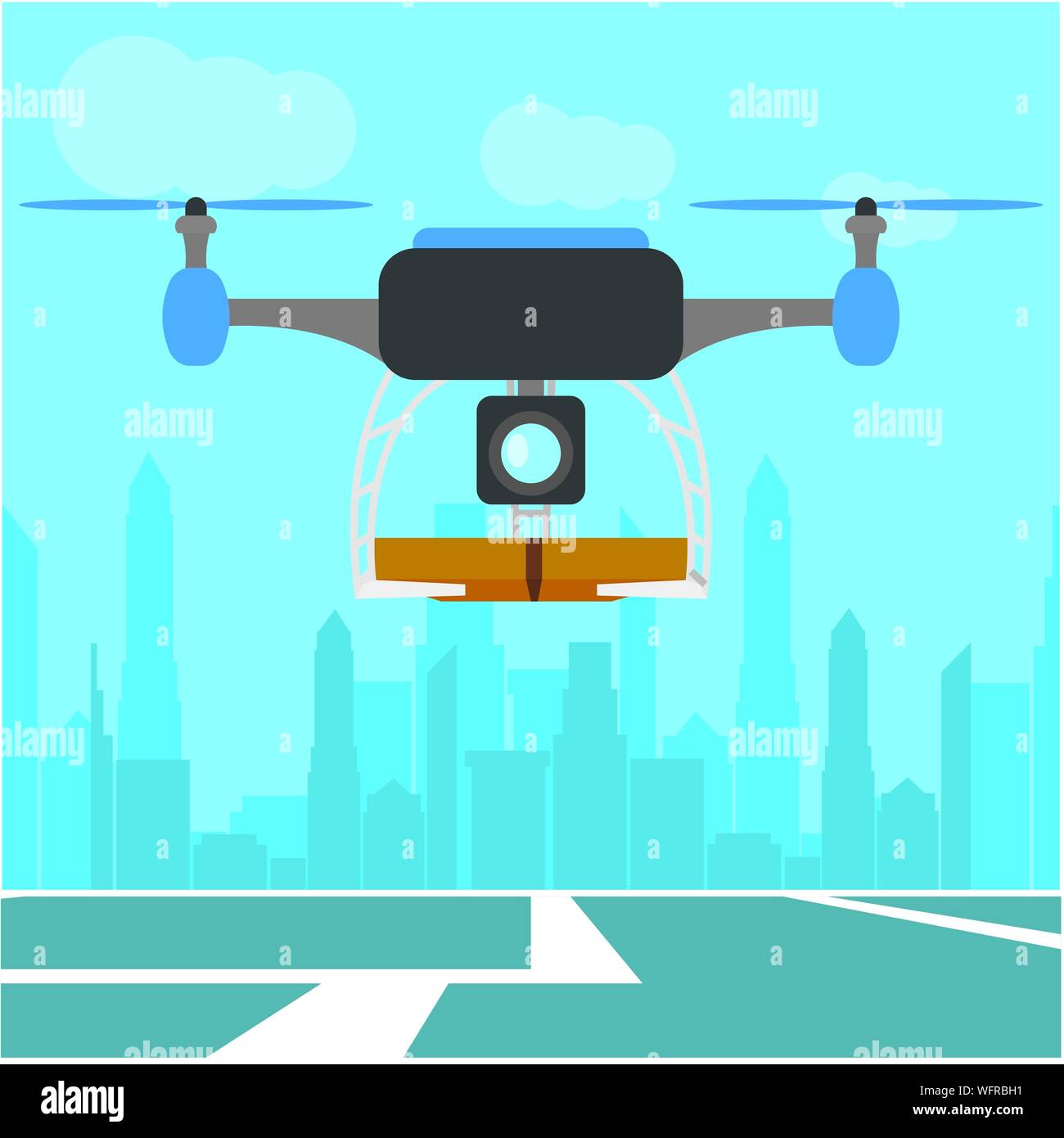 abstract drone flying on a special background, vector illustration ...