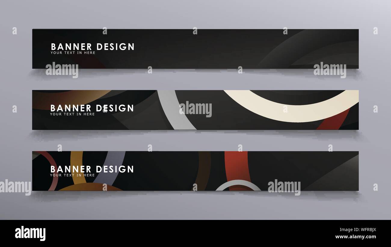 Rectangular vector banners against the background of stacked rings ...