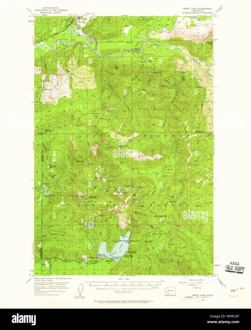 Map of spirit lake hi-res stock photography and images - Alamy