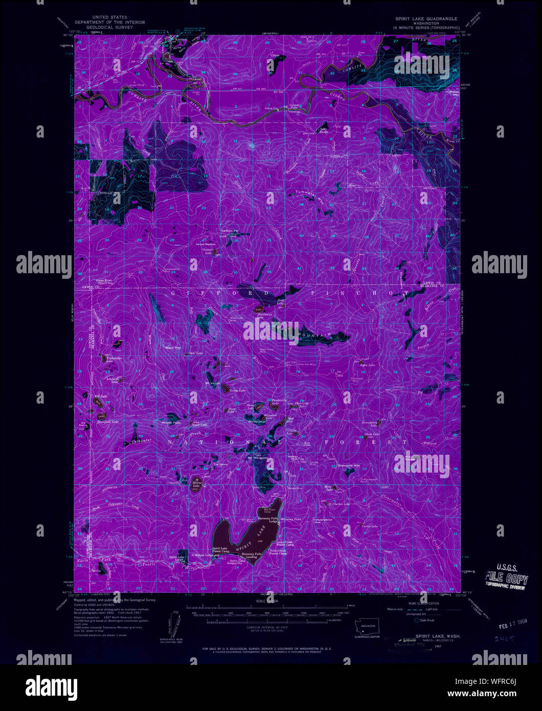 Map of spirit lake hi-res stock photography and images - Alamy