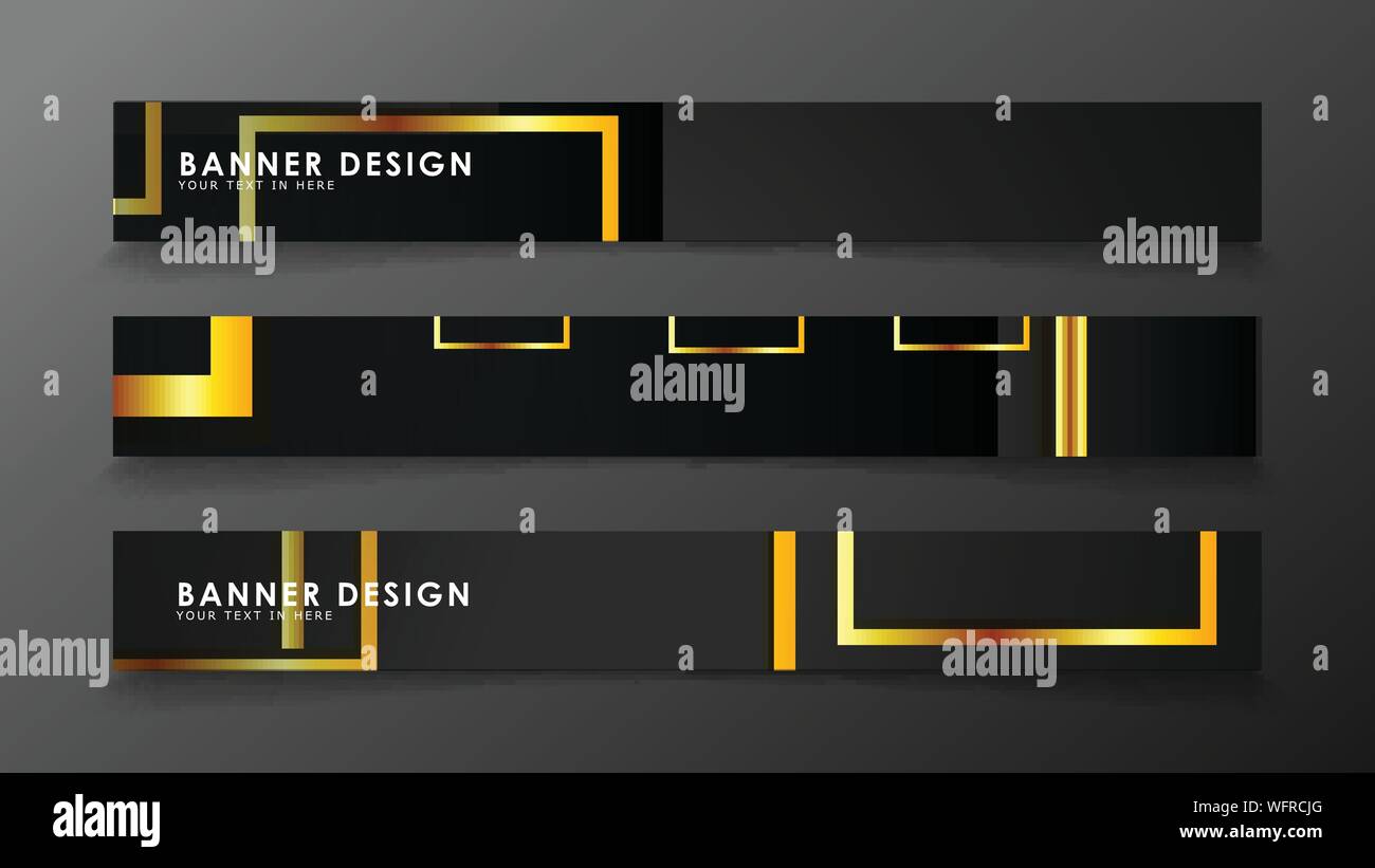 Set a banner with a rectangular background in gold and dark . vector ...