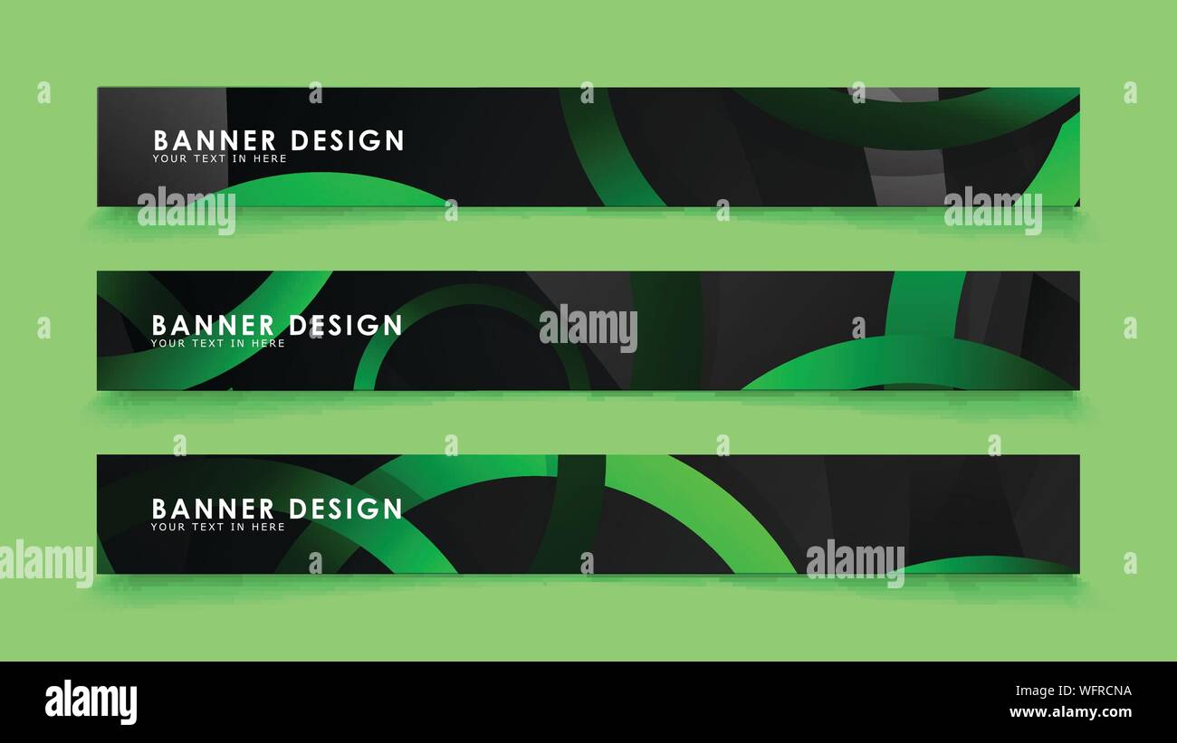 Set rectangular vector banners with background of dark green circles ...