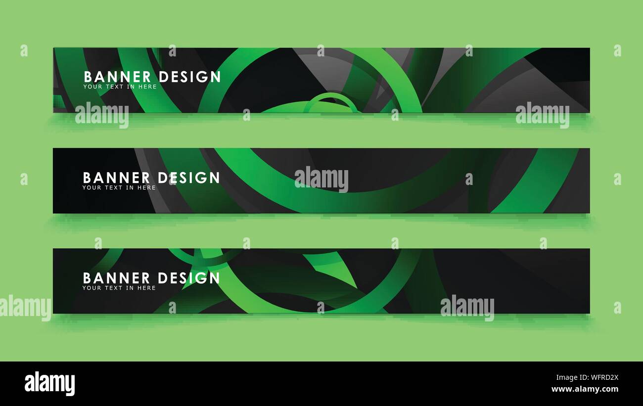 Set rectangular vector banners with background of dark green circles ...