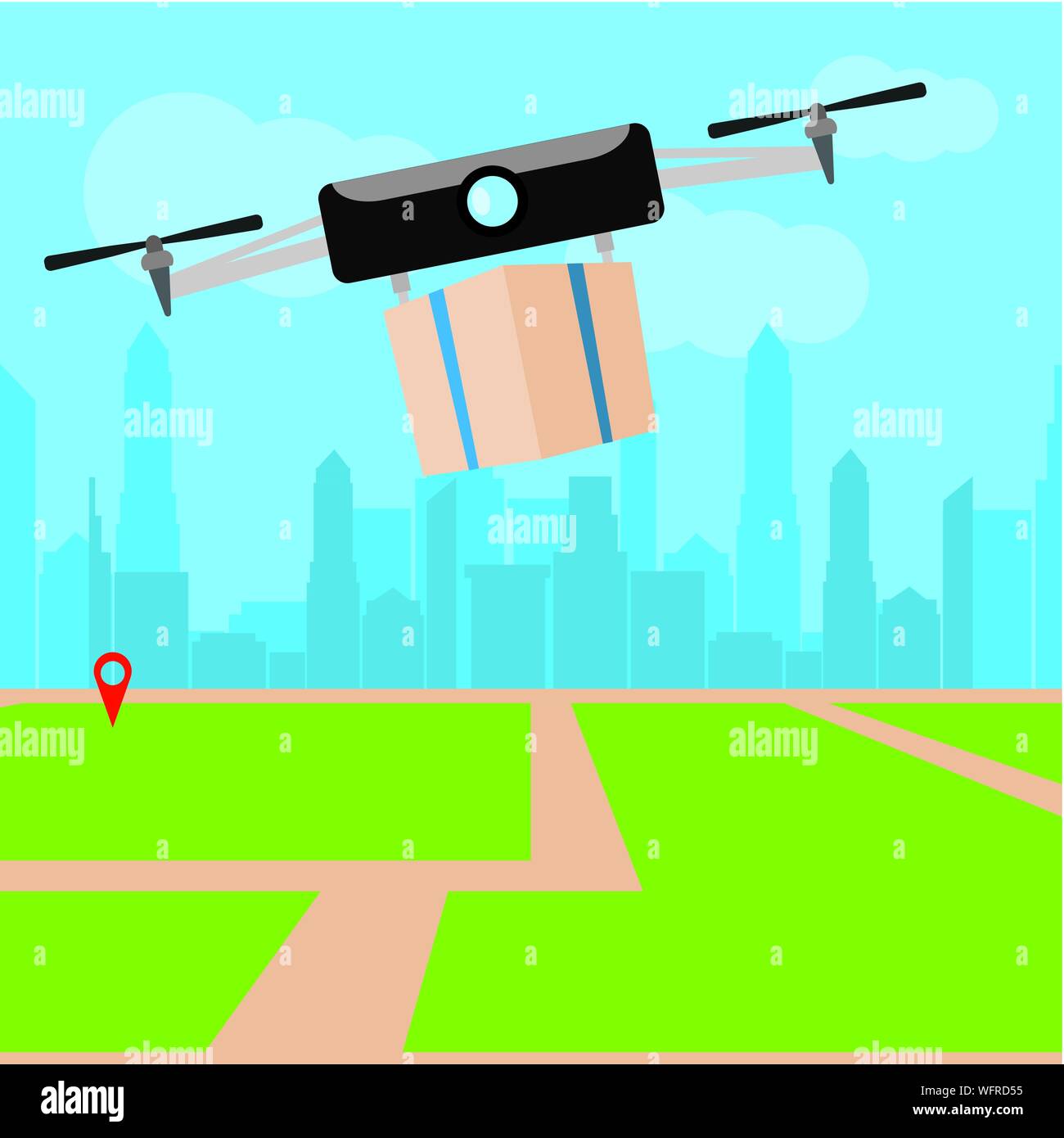 abstract drone flying on a special background, vector illustration ...