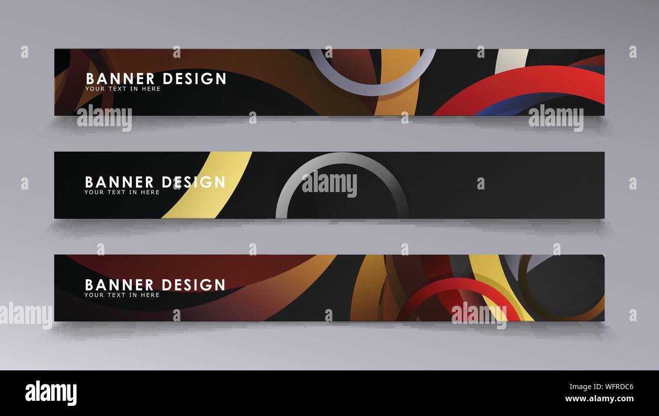Rectangular vector banners against the background of stacked rings ...