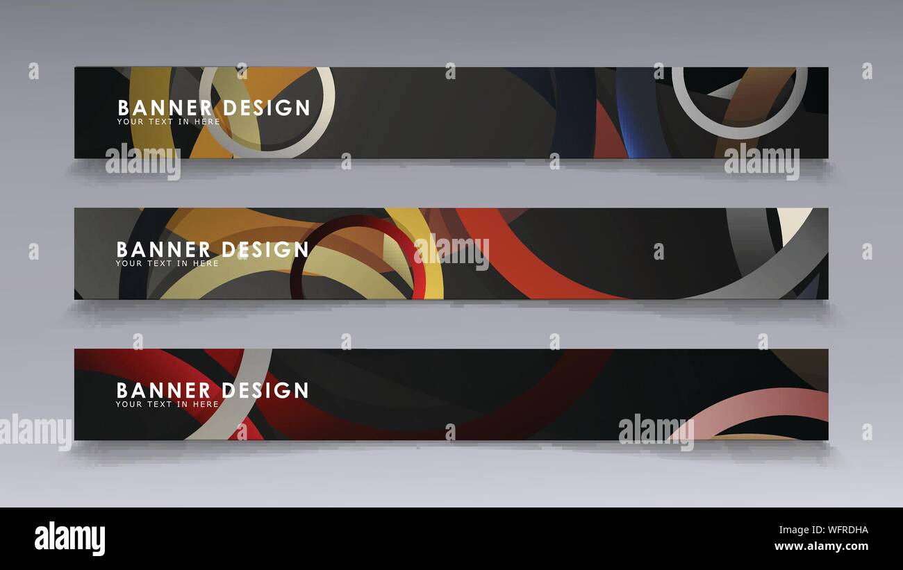 Rectangular vector banners against the background of stacked rings ...