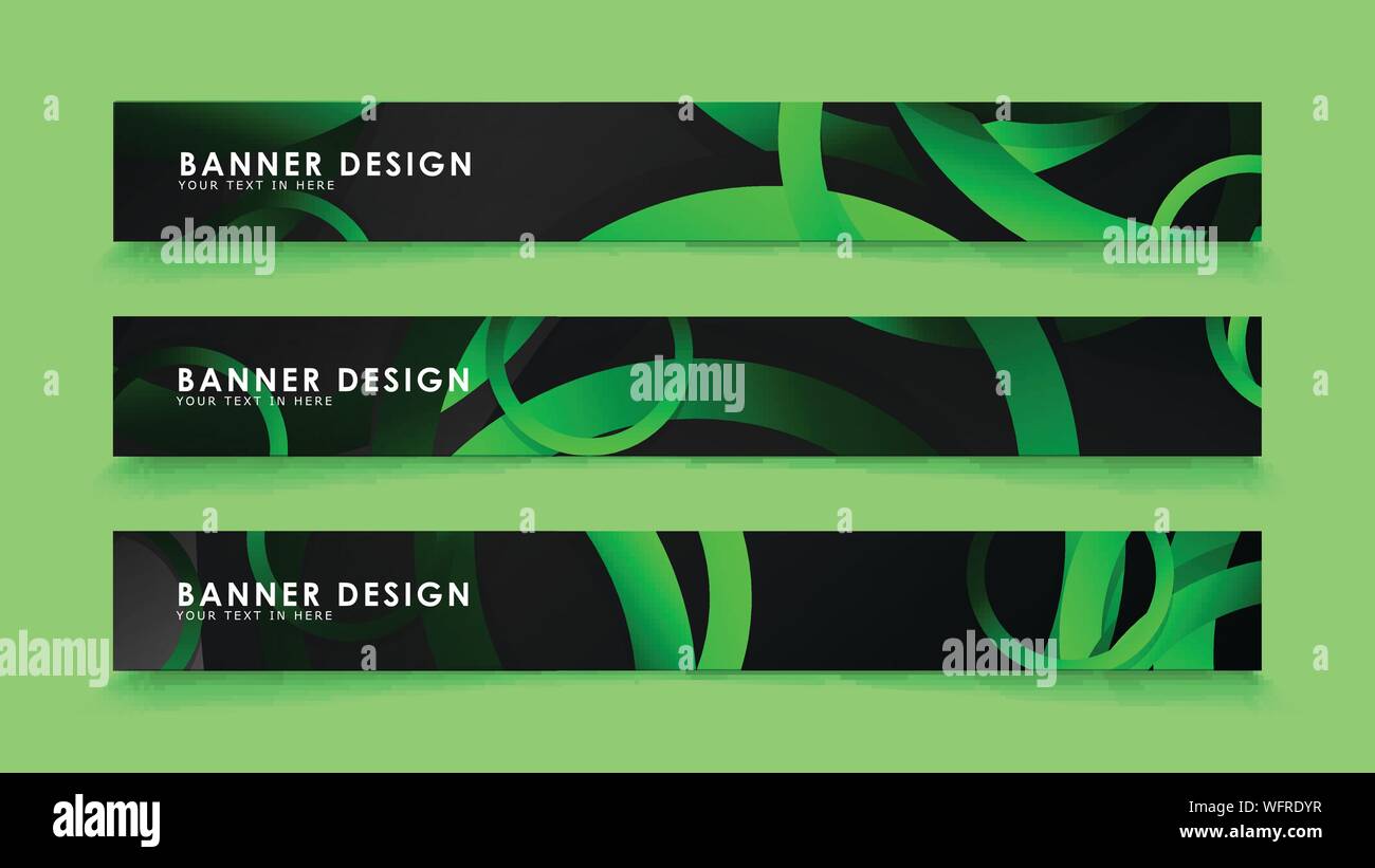 Set rectangular vector banners with background of dark green circles ...