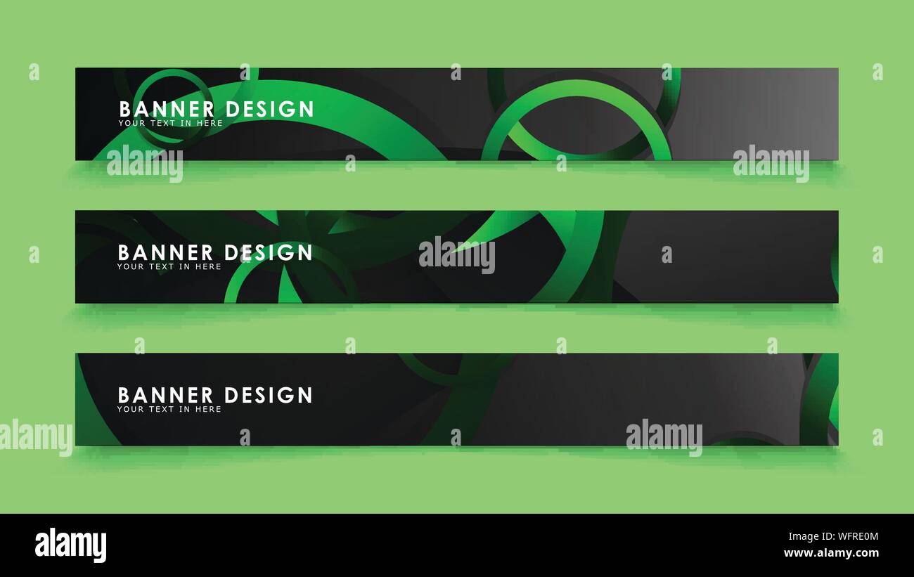 Set rectangular vector banners with background of dark green circles ...